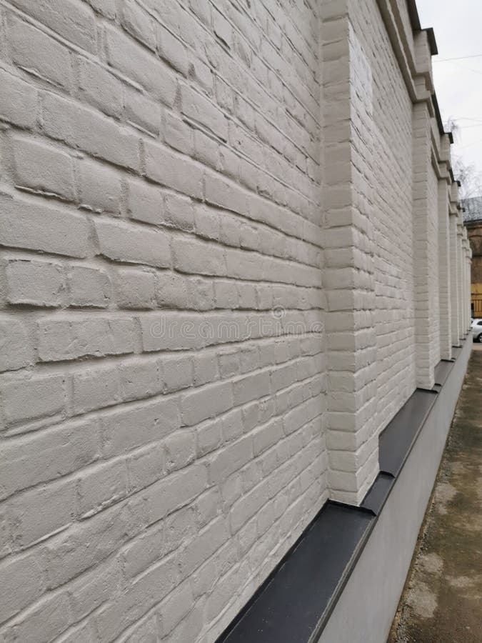 White Brick Fence Shot in a Linear Perspective. Stock Photo - Image of ...