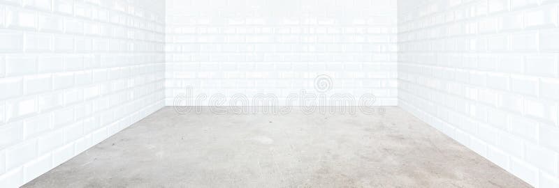 White Brick Tile Room with Cement Floor Stock Photo - Image of cement ...