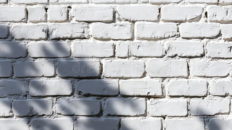 A White Brick Wall, Aged by Weather, is Lit by the Sun, with Shadows ...