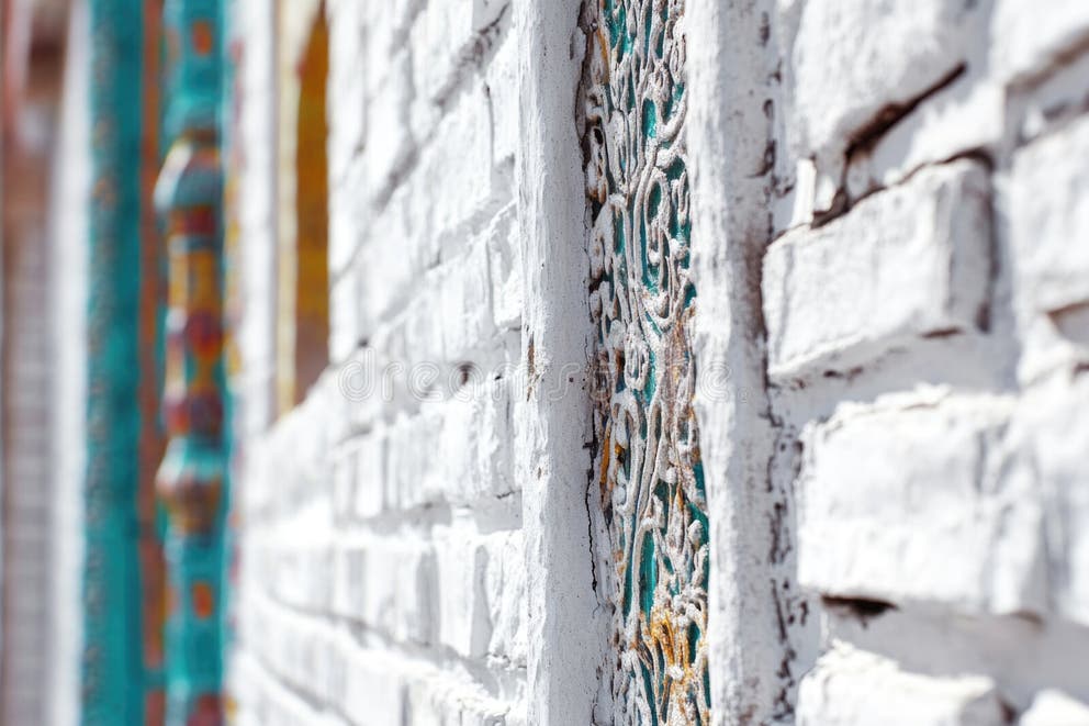 A White Brick Wall with an Intricate Design Pattern Stock Illustration ...