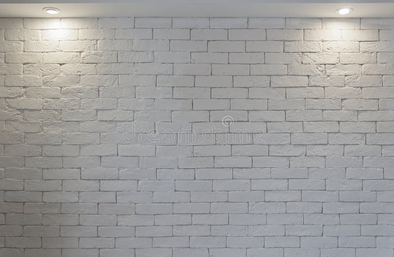 White Brick Wall Lit by a Lamp Stock Photo - Image of design, lantern ...