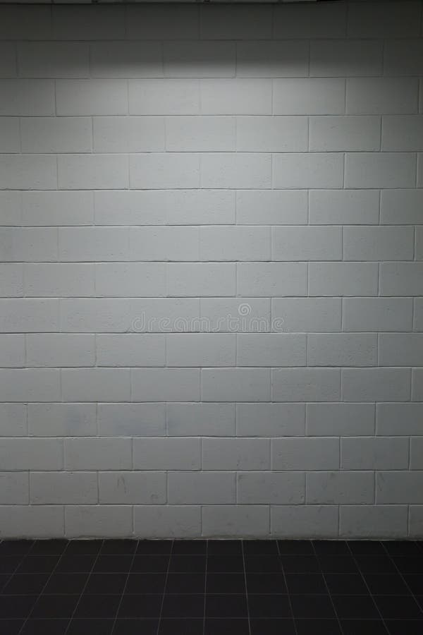 White Brick Wall Pavement with Dim Lighting Stock Image - Image of ...