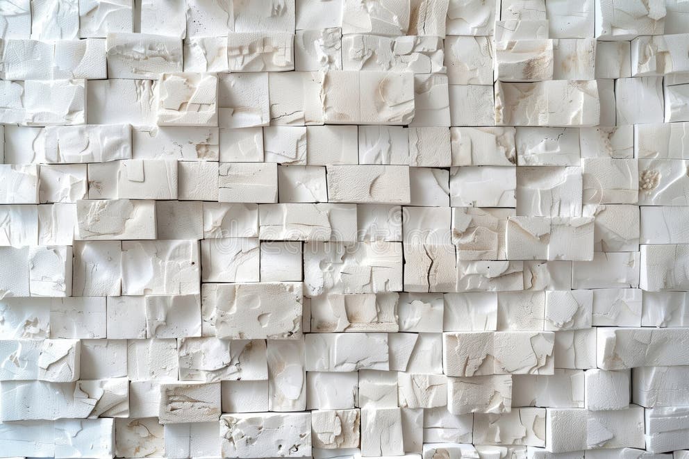 White Brick Wall with Recangle Parts Forming 3d Texture Pattern, Ai ...