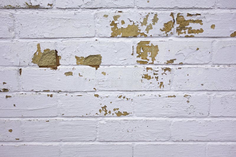 White Brick Wall Texture with Peeling Paint Stock Image - Image of ...