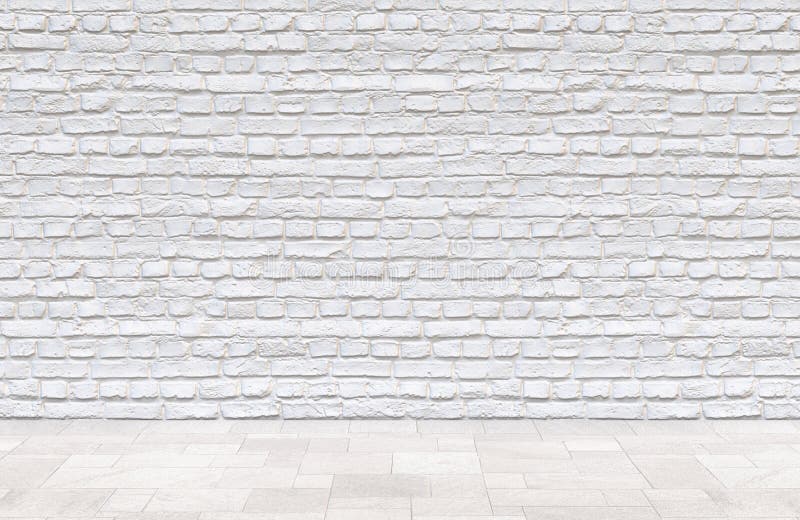 White Brick Wall and Tile Floor Background Stock Illustration ...