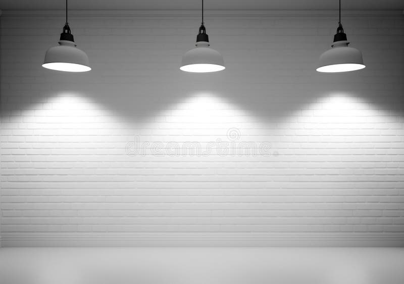 White Brick Wall Under Three Spot Lights Stock Illustration ...