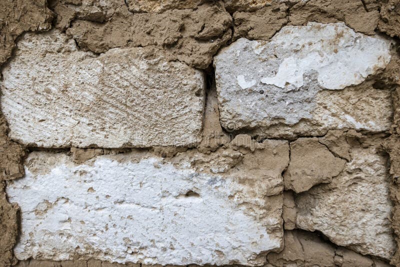 White Bricks in a Clay Wall Stock Image - Image of pattern, plaster ...