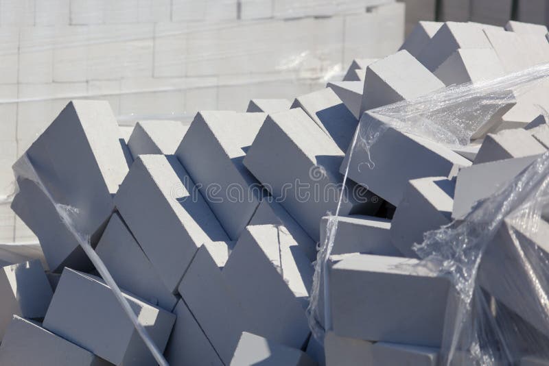 White Bricks on the Construction Site As a Building Material Stock ...