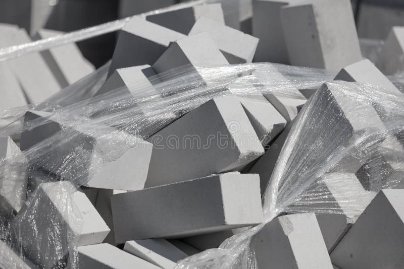 White Bricks on the Construction Site As a Building Material Stock ...