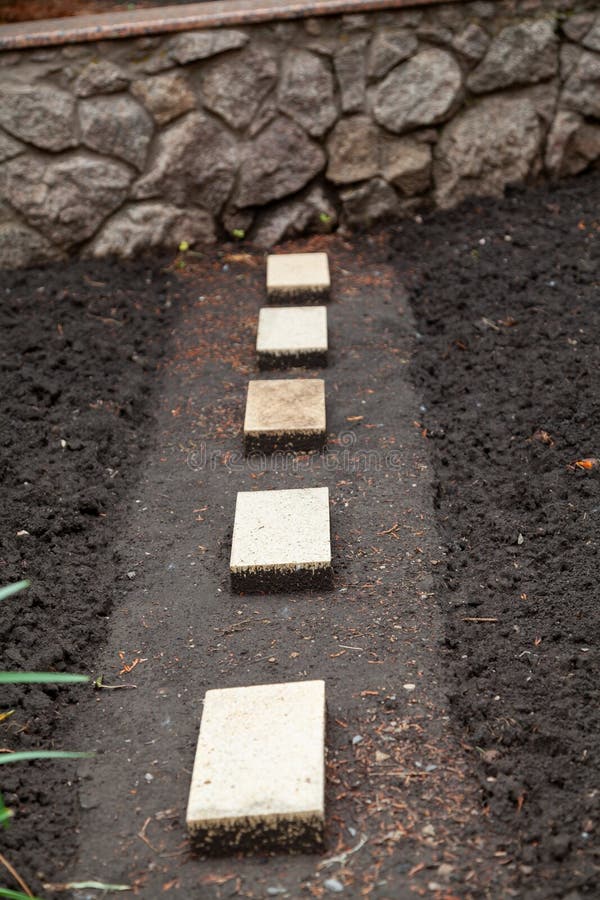 White Bricks Lie Flat on Black Ground Stock Image - Image of stone ...