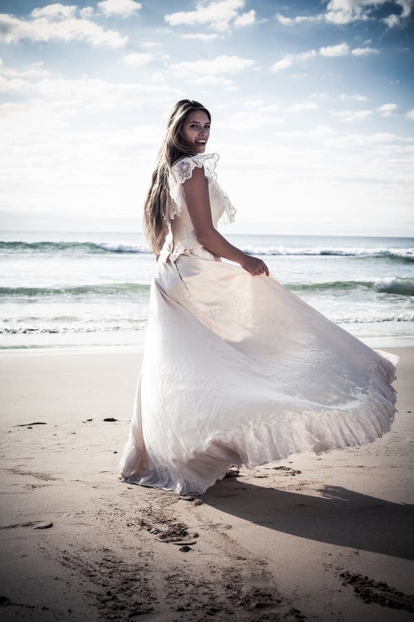White bride stock image. Image of female, sand, lady - 24770159