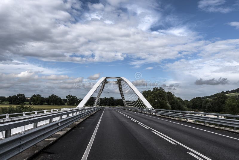 White Bridge Blue Sky Clouds Stock Image - Image of small, structures ...