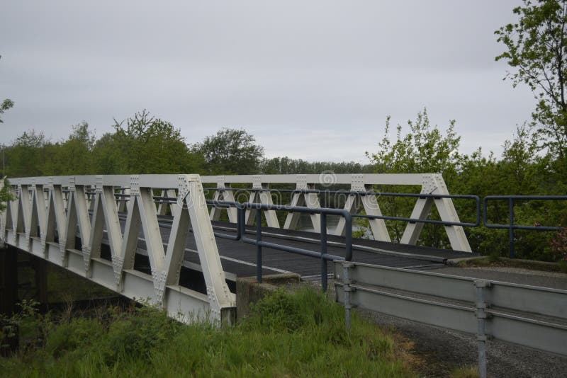White Bridge Over a Small River Stock Photo - Image of abstract ...