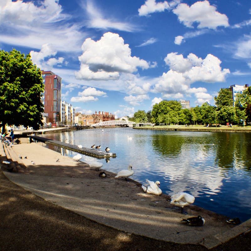 White bridge on the river stock image. Image of river - 92430623