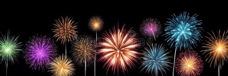 White Bright Celebration Fireworks on Plain Black Sky Ai Generated ...