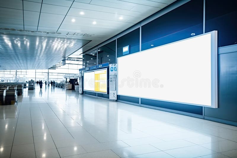 White Bright Information Screen Mockup, Modern Billboard at the Airport ...
