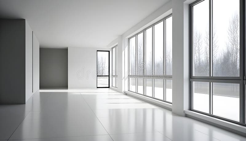 White Bright Interior Loft, Illustration Ai Generative Stock Image ...