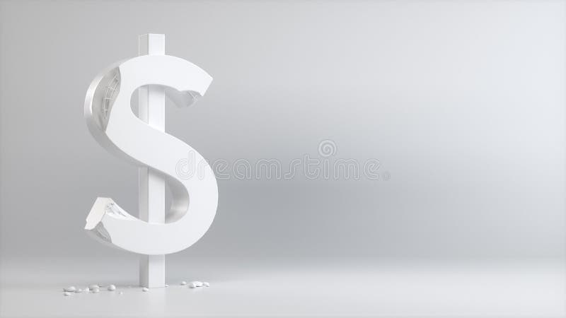 White Broken Dollar Sign on a Gray Studio Background. Stock ...