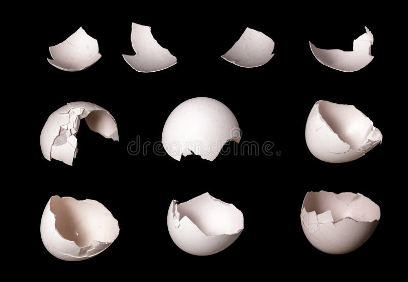 White Broken Egg. Shell Isolated on Black Background Stock Photo ...
