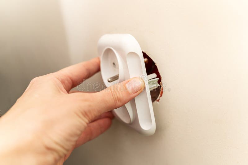 Violation of Electrical Safety Rules, Damaged Socket in the Wall Stock ...