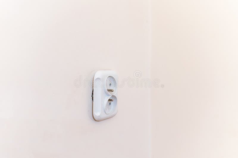 White Broken Electrical Socket Fell Out of the Wall. the Socket is Torn ...