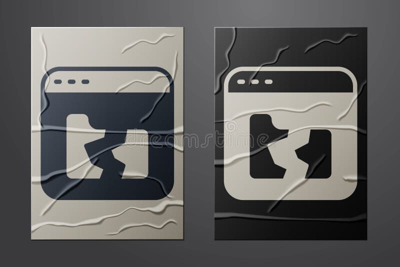 White Broken File Icon Isolated on Crumpled Paper Background. Paper Art ...