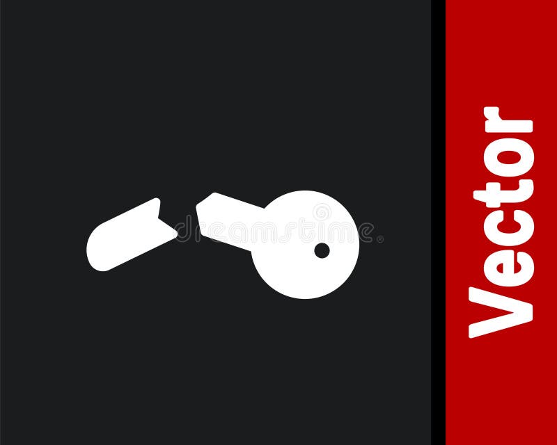 White Broken Key Icon Isolated on Black Background. Vector Illustration ...