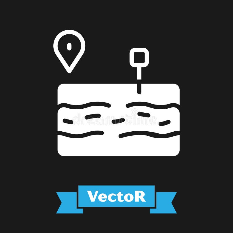 White Broken Road Icon Isolated on Black Background. Vector Stock ...