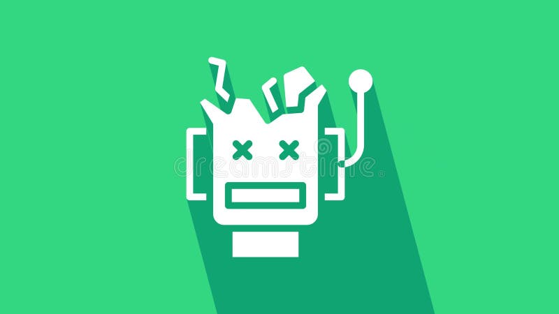 White Broken Robot Icon Isolated on Grey Background. Artificial ...