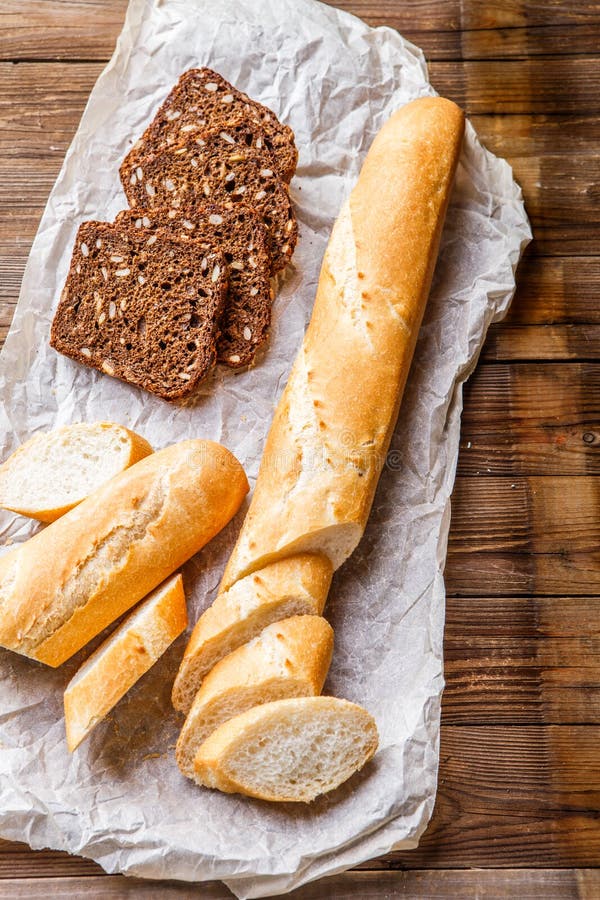 White , Brown Bread on Paper Stock Photo - Image of plain, decorative ...