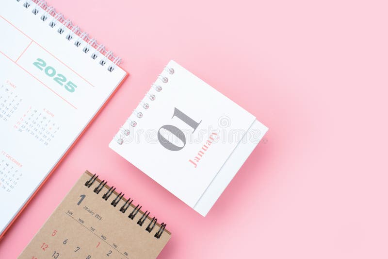 White and Brown Calendars on Pink Background Top View Close-up ...