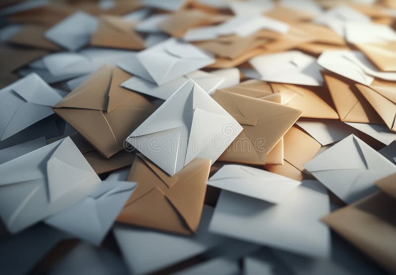 White and Brown Envelopes Pile Textured Communication Background Stock ...
