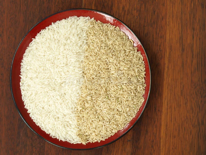 White and brown rice stock image. Image of board, green - 33922445