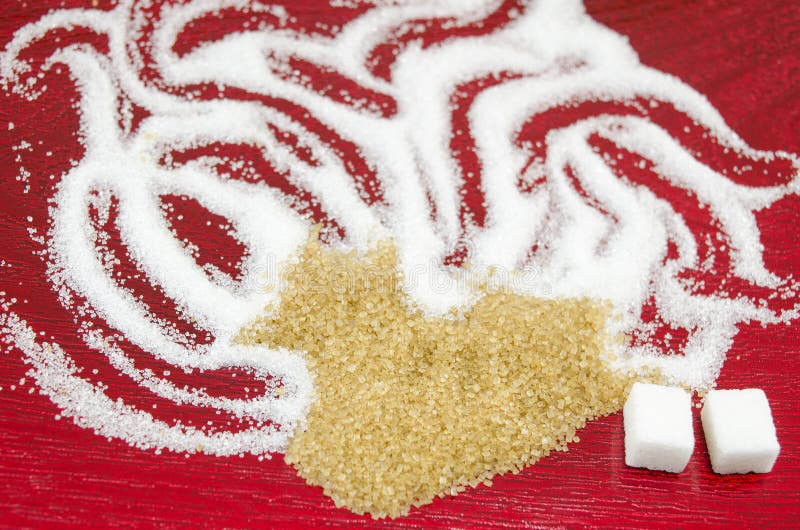 White and Brown Sugar on Red Background Stock Photo - Image of healthy ...
