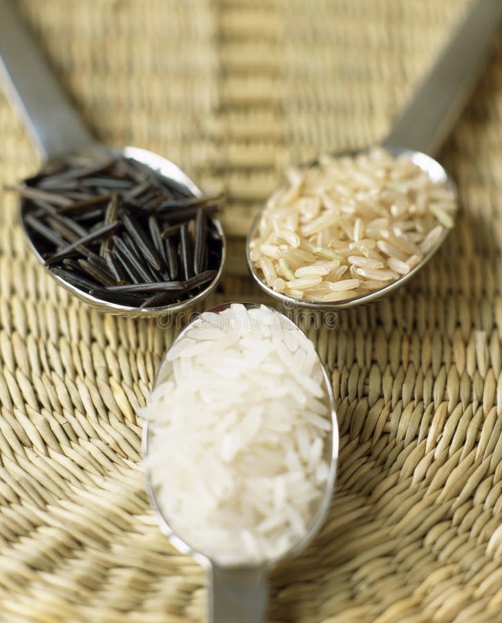 Brown Rice, Wild Rice And White Rice Stock Photo - Image of organic ...