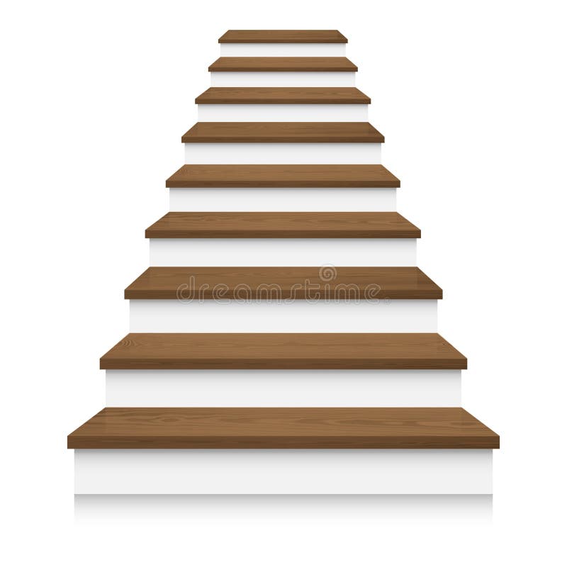 White Brown Wood Stair Template Front View 3D Isolated Vector Stock ...