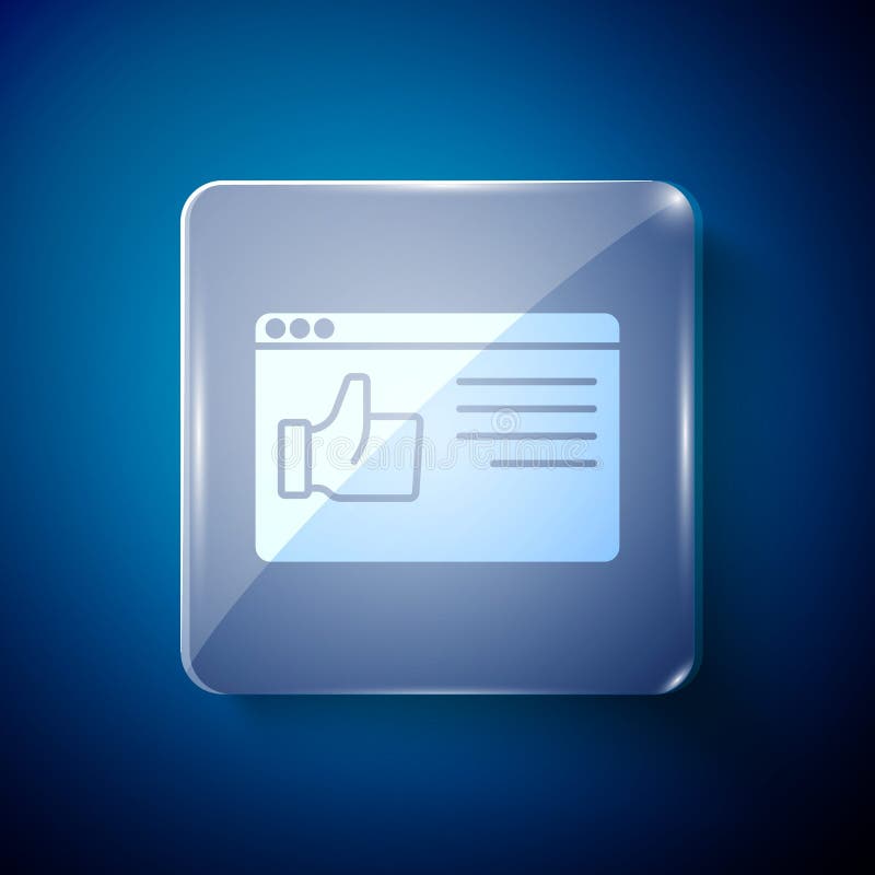 White Browser Window Icon Isolated on Blue Background. Square Glass ...