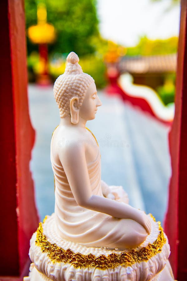 White Buddha Statue in Don Tan Temple Stock Photo - Image of monk ...