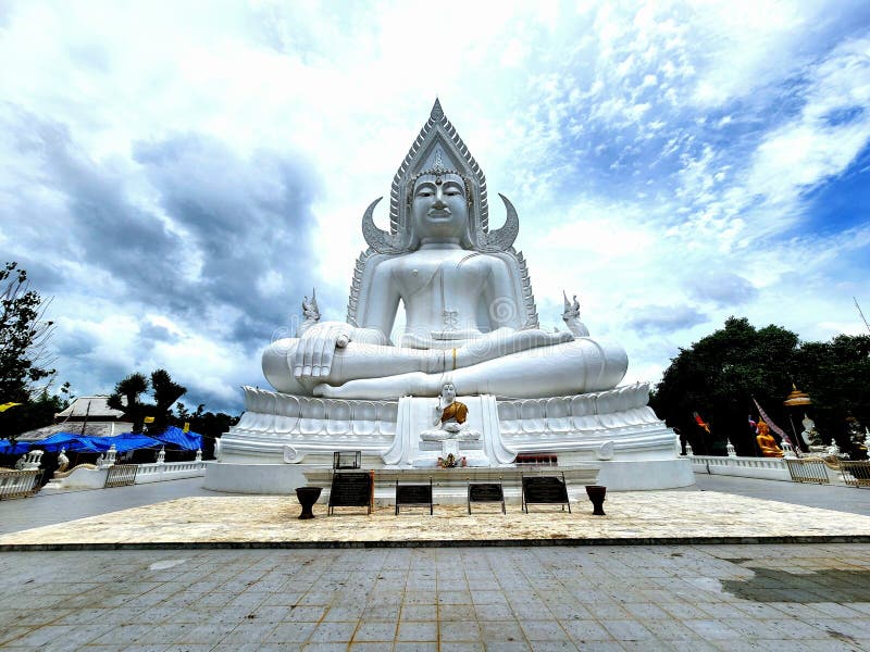 White Buddha Statue at Temple Area in Thailand Stock Photo - Image of ...