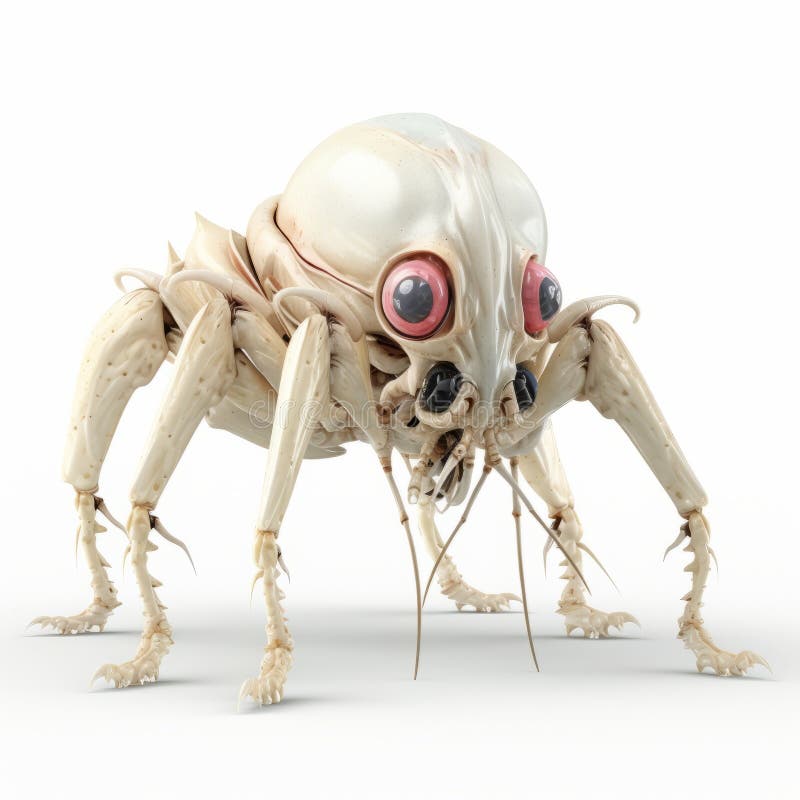 Post-apocalyptic Futuristic White Insect Creature with Red Eyes Stock ...