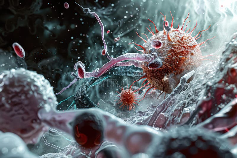 White Bug is on a Red Surface. Stock Image - Image of virology, cells ...