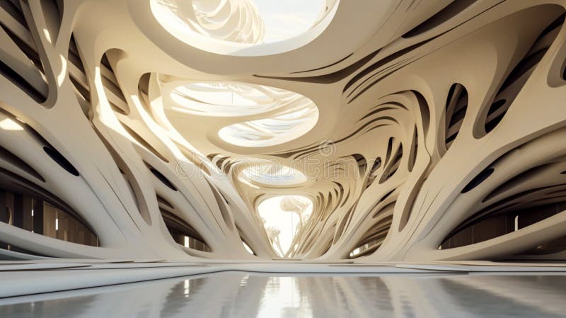 White Building in the Architectural Style of Bionics, Bio-tech. Trendy ...