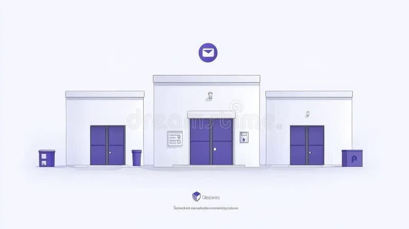 A White Building with Blue Doors and Windows Stock Illustration ...