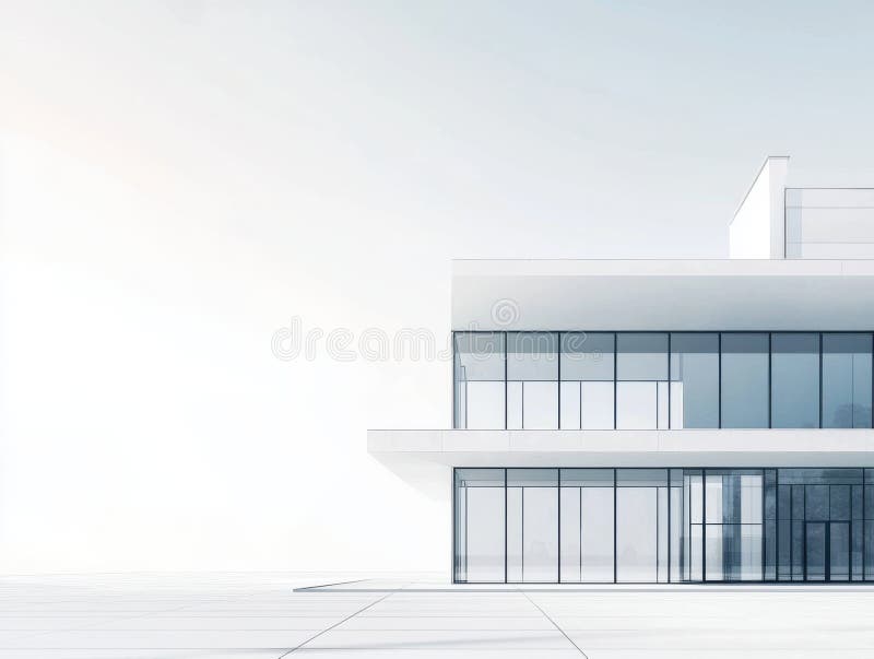 White Building Featuring Large Glass Windows and a Smooth White Wall in ...