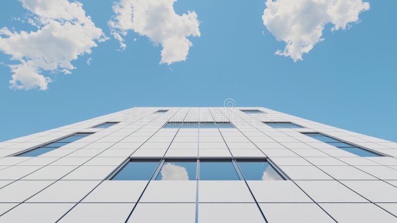 A White Building with a Grid Pattern and Large Windows. Stock Photo ...