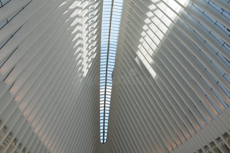 White Building Interior with Tall Ceiling and Windows Stock Image ...