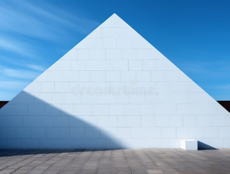A White Building with a Large Triangle on it Stock Illustration ...