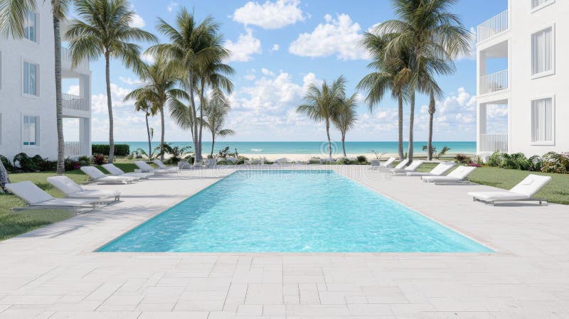 White Building Long Rectangular Swimming Pool Front Stock Photos - Free ...