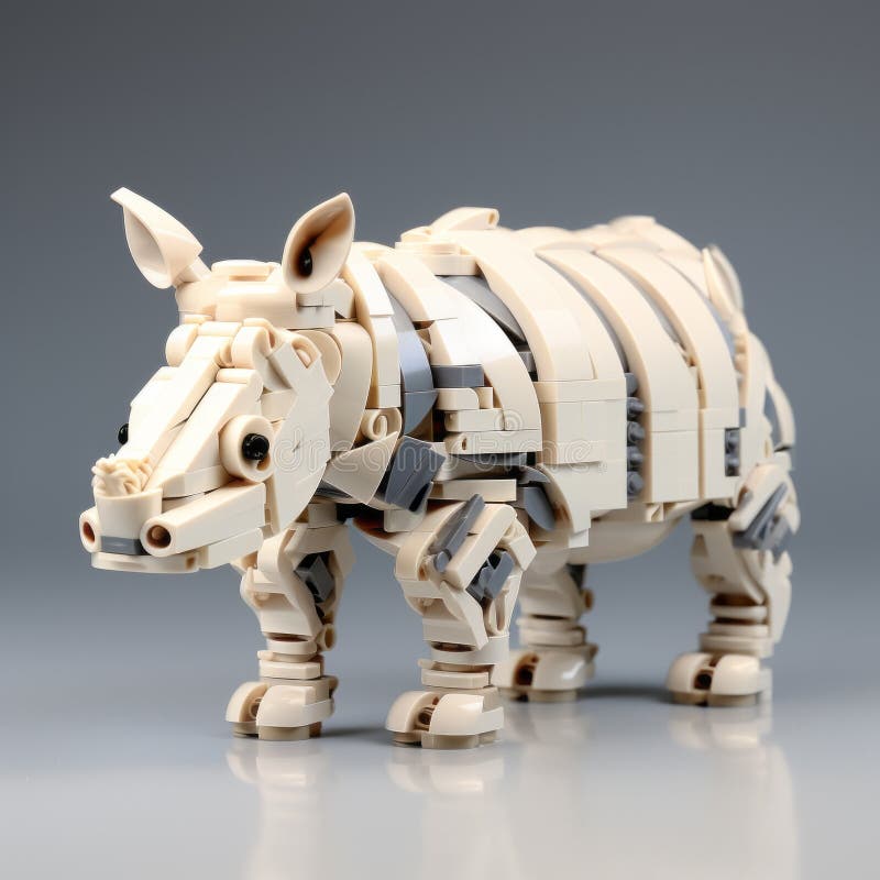 Futuristic Organic Lego Rhino with Japonism Influenced Design Stock ...