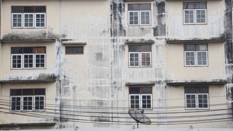 The White Building is an Old Building in a Congested Area. Stock Photo ...